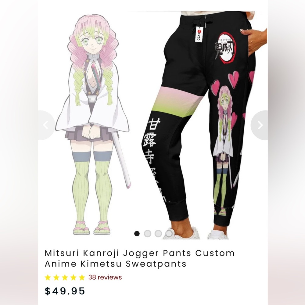 Mitsuri Kanroji Jogger Pants Custom Anime Kimetsu Swe… - Gem